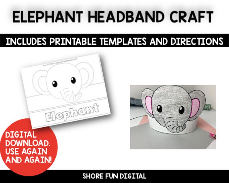 Elephant Headband Craft Template With Directions - Etsy
