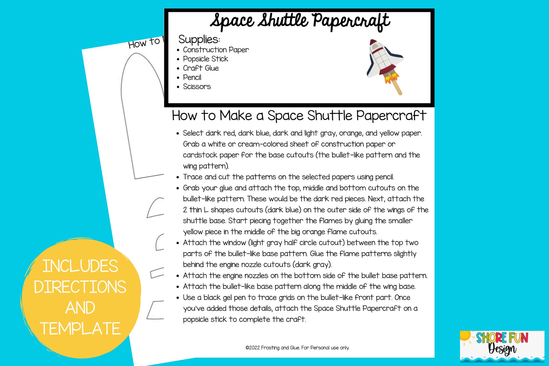Space Shuttle Papercraft Template With Directions - Etsy