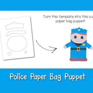 Police Paper Bag Puppet Craft Template With Directions - Etsy