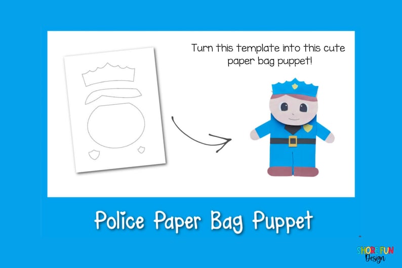 Police Paper Bag Puppet Craft Template With Directions - Etsy