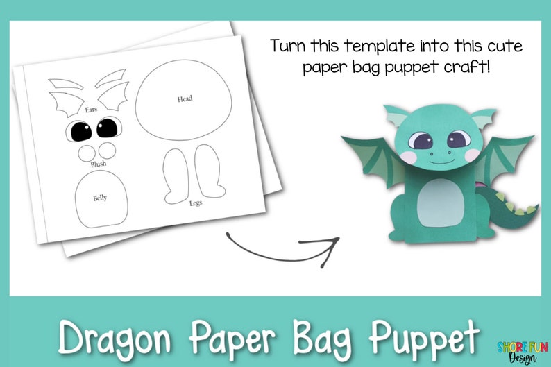 Dragon Paper Bag Puppet With Directions - Etsy
