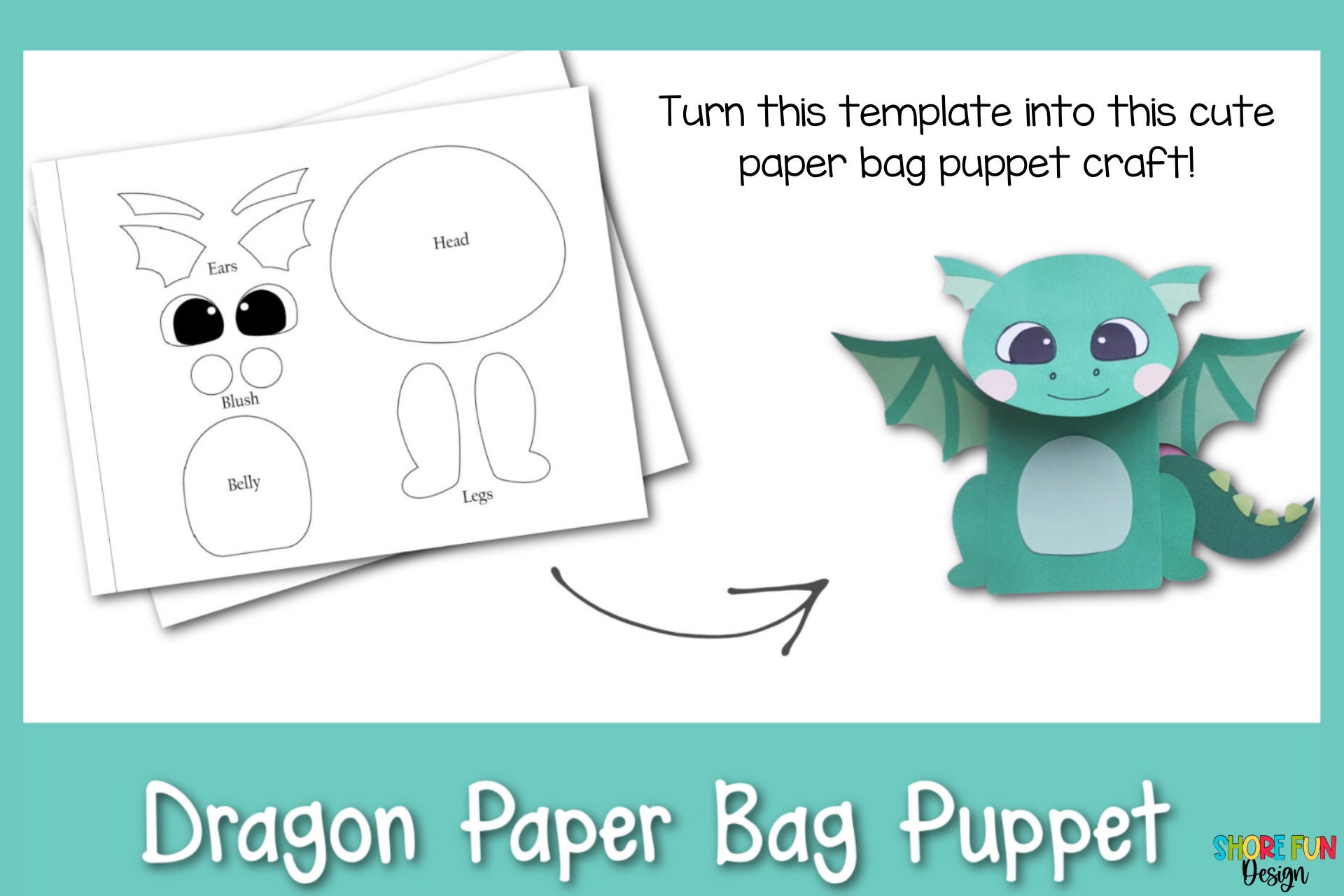 Dragon Paper Bag Puppet With Directions - Etsy