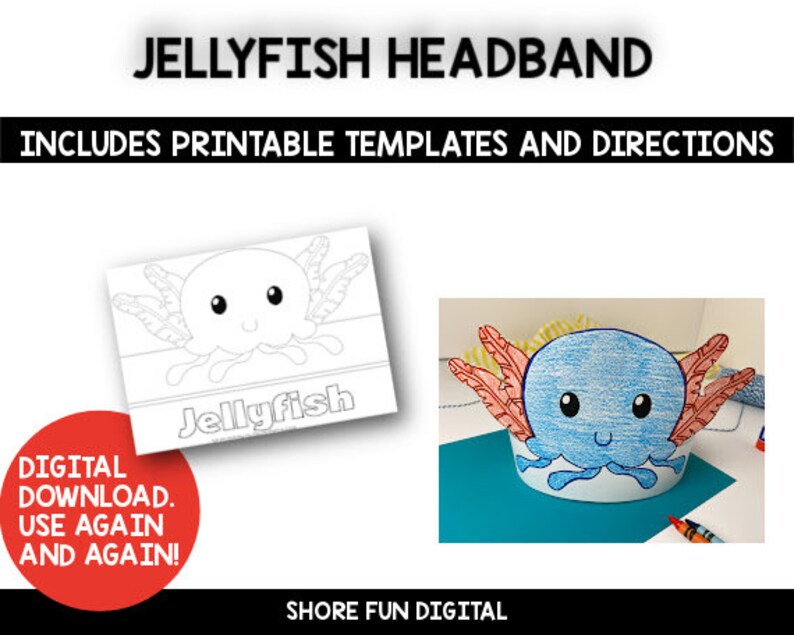 Jellyfish Headband Papercraft Template With Directions - Etsy