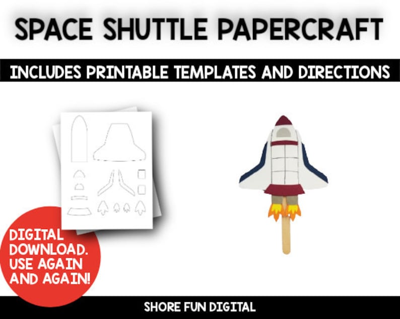 Space Shuttle Papercraft Template With Directions - Etsy
