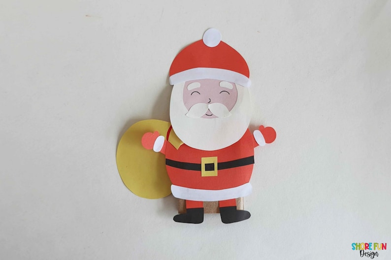 Santa Paper Bag Puppet Craft Template With Directions - Etsy
