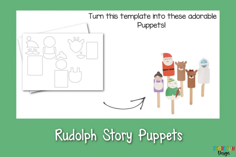 Rudolph Story Puppets Craft Template With Directions - Etsy