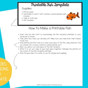 Printable Fish Craft Template With Directions - Etsy Australia