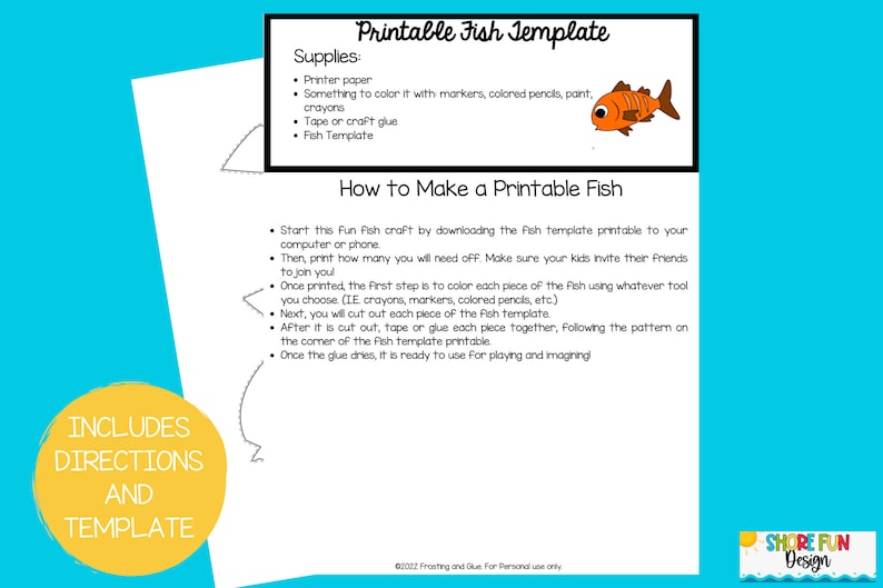Printable Fish Craft Template With Directions - Etsy Australia