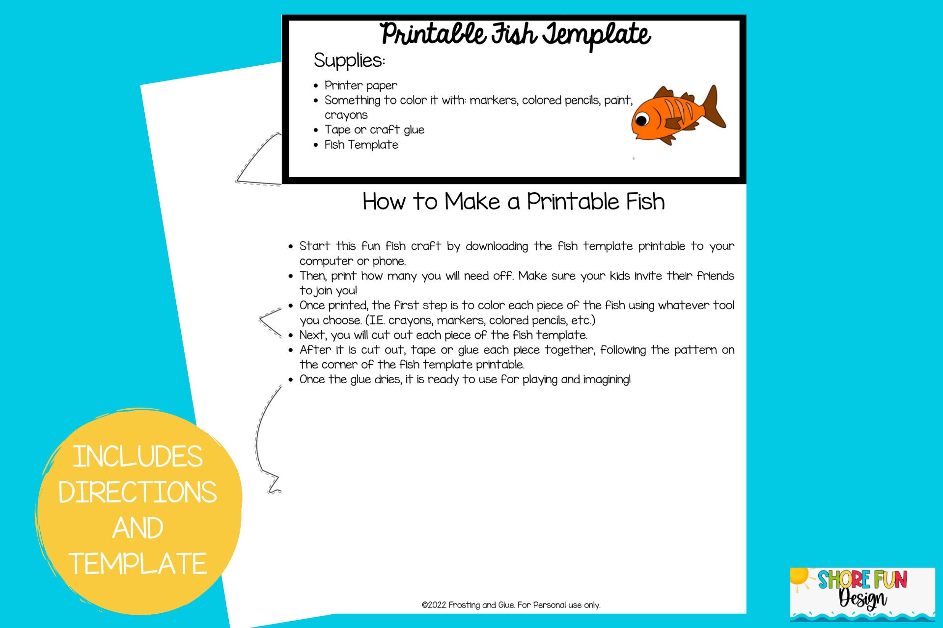Printable Fish Craft Template With Directions - Etsy Australia