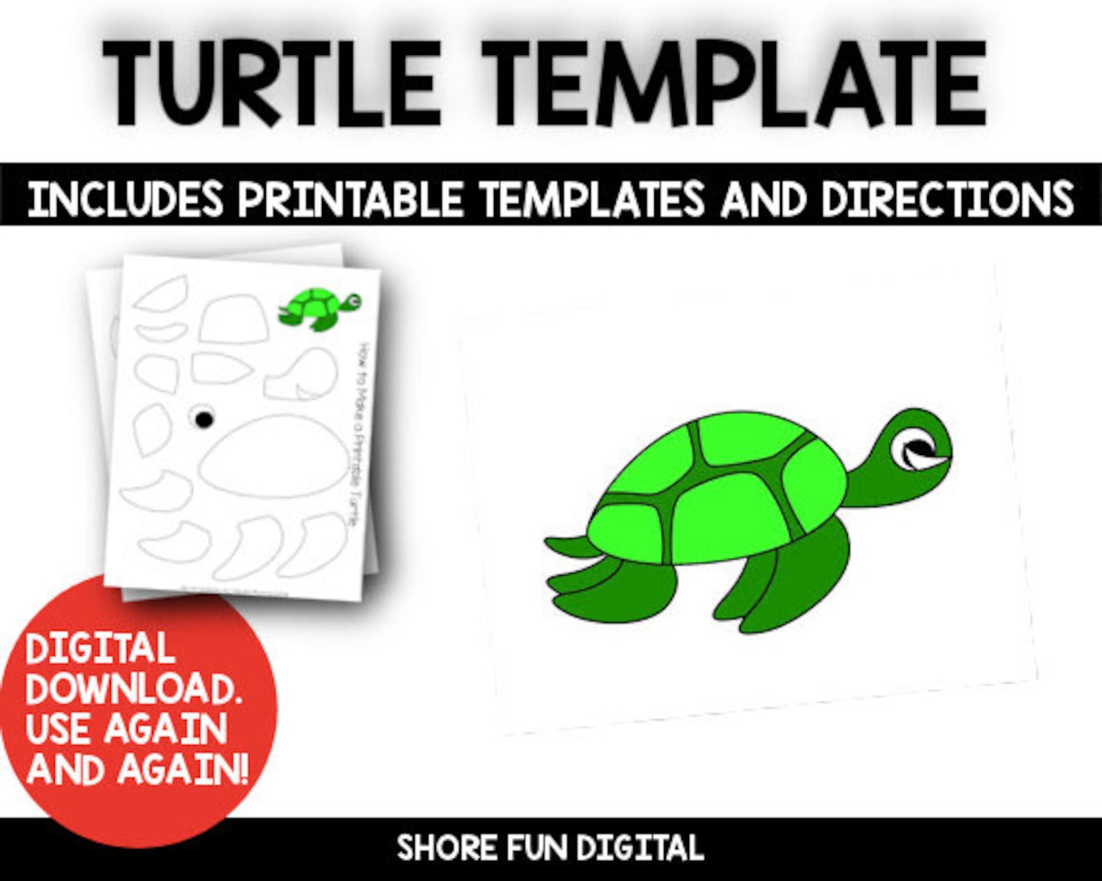 Printable Turtle Craft Template With Directions - Etsy UK