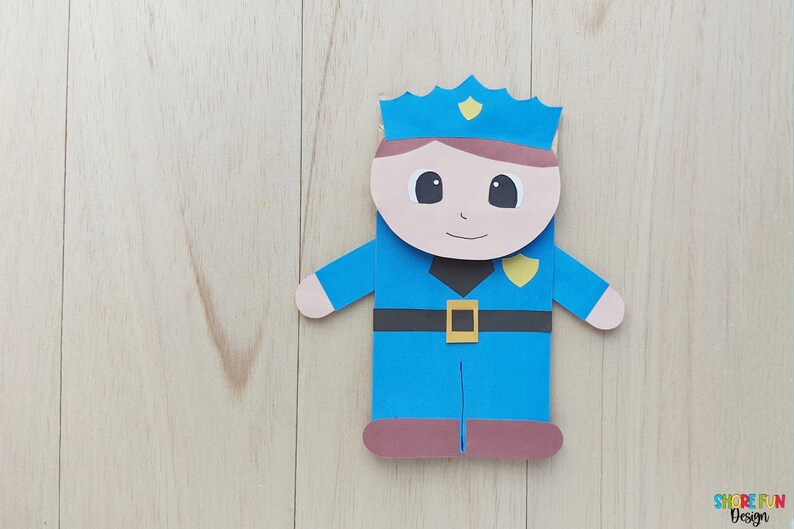 Police Paper Bag Puppet Craft Template With Directions - Etsy
