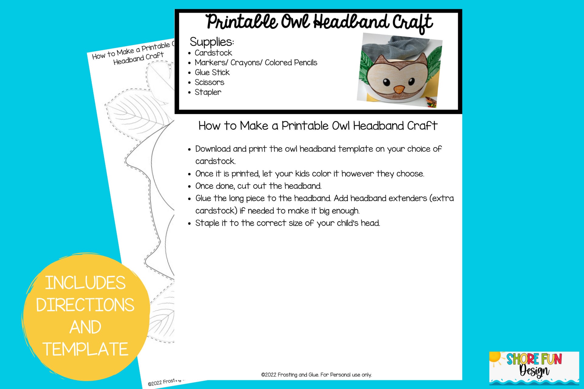 Owl Headband Craft Template With Directions - Etsy