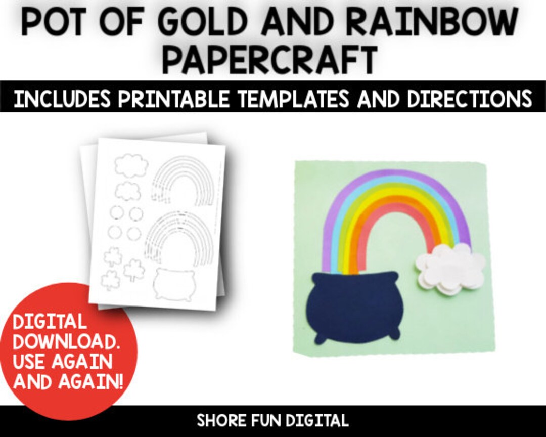 Pot of Gold and Rainbow Papercraft Template With Directions - Etsy