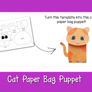 Cat Paper Bag Puppet Template With Directions - Etsy