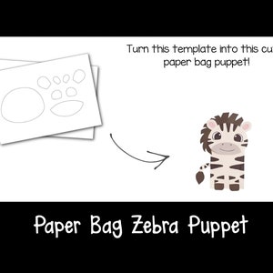 Zebra Paper Bag Puppet Craft Template With Directions - Etsy