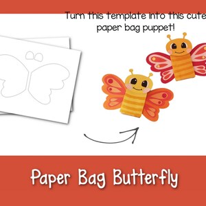 Butterfly Paper Bag Puppet Craft Template With Directions - Etsy