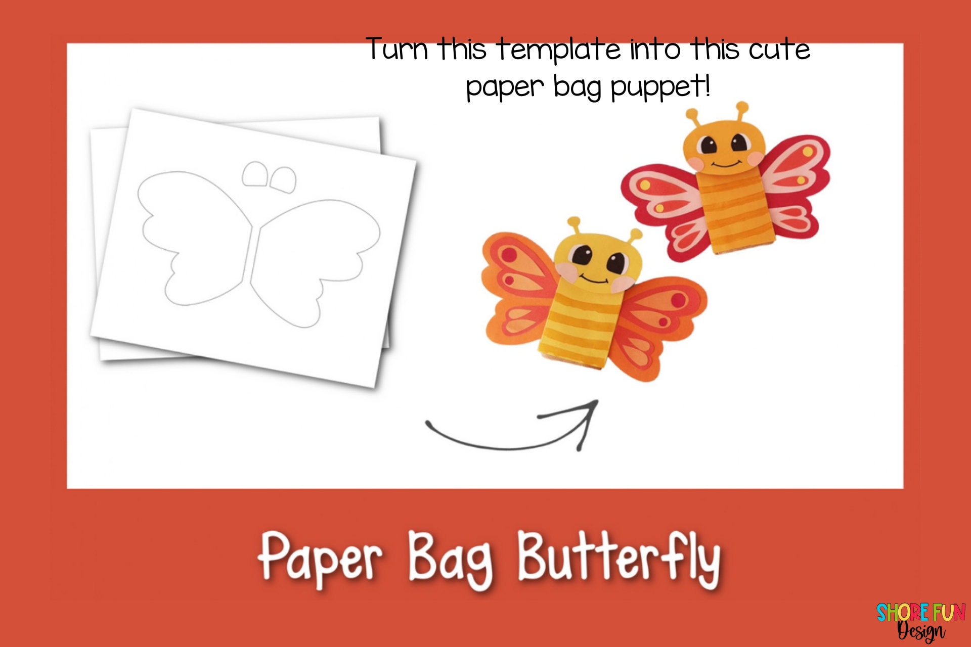 Butterfly Paper Bag Puppet Craft Template With Directions - Etsy