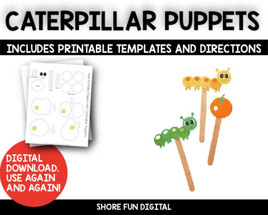 Caterpillar Puppets Craft Template With Directions - Etsy