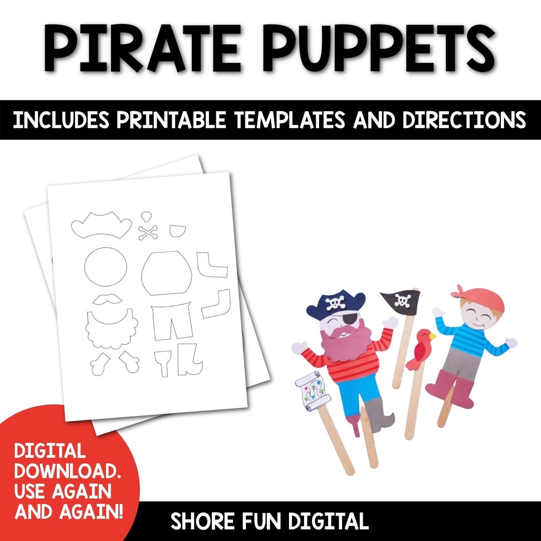 Pirate Puppet Template With Directions - Etsy