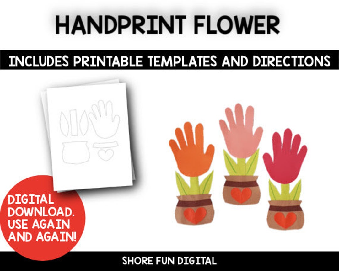 Handprint Flower Craft Template With Directions - Etsy