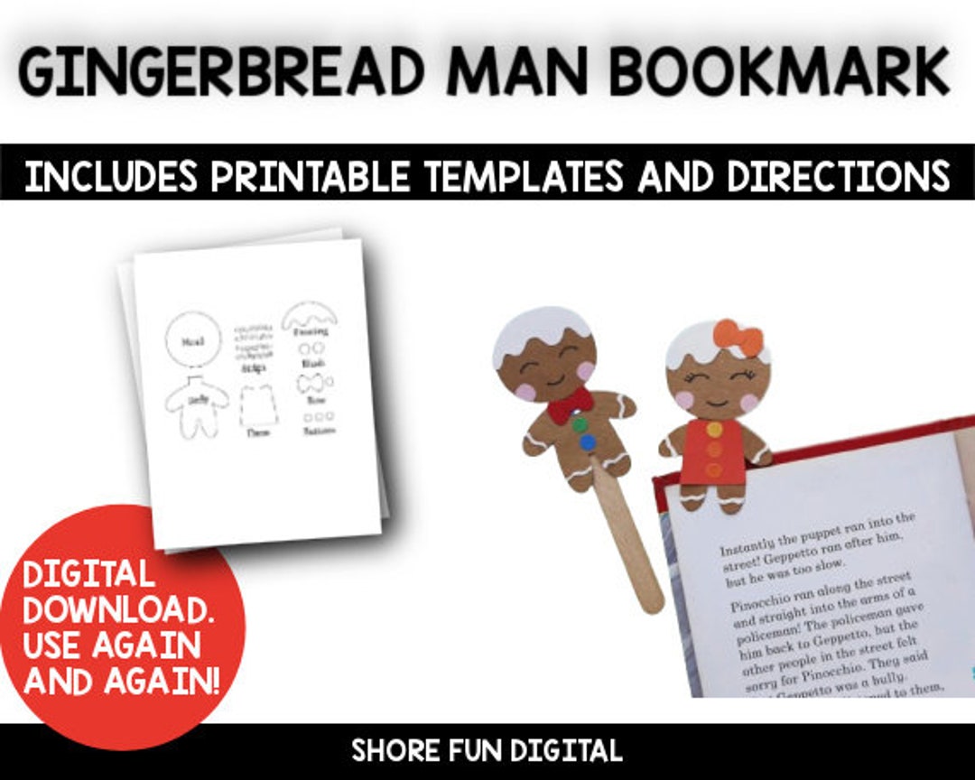 Gingerbread Man Bookmark Craft Template With Directions - Etsy