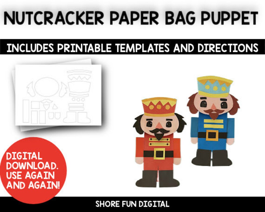 Nutcracker Paper Bag Puppet Craft Template With Directions - Etsy