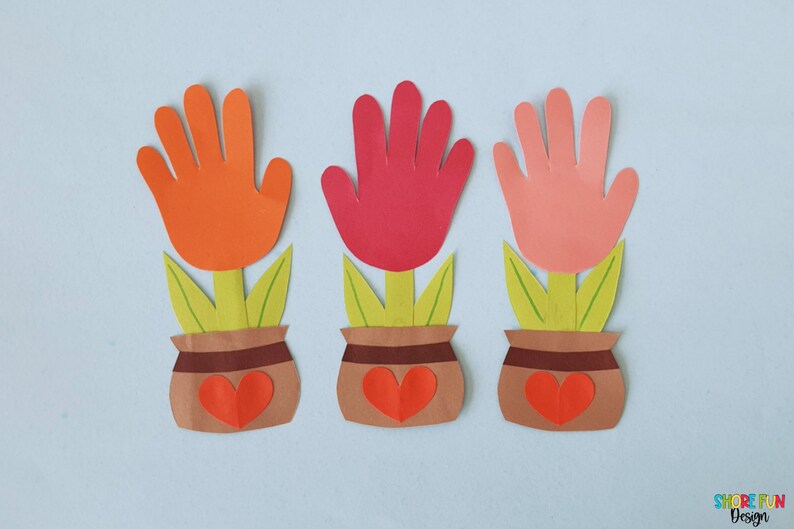 Handprint Flower Craft Template With Directions - Etsy