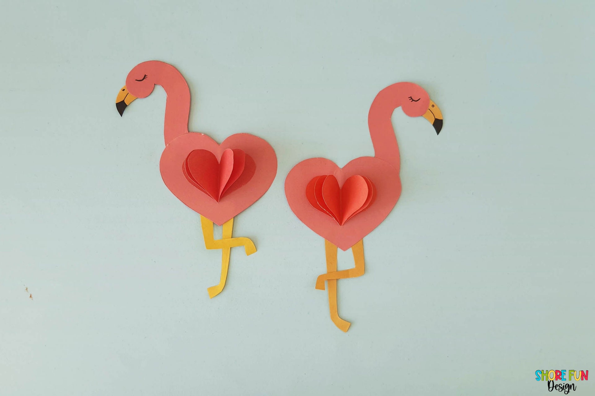 Heart Flamingo Craft Template With Directions - Etsy