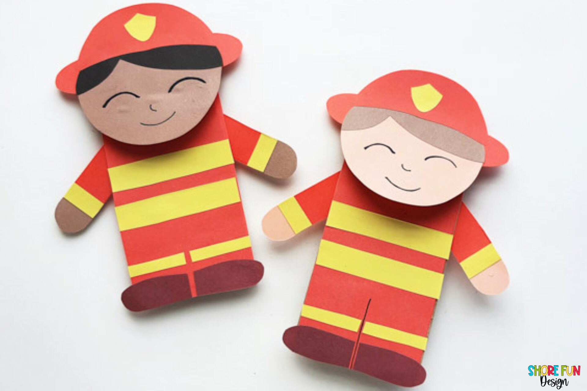 Firefighter Paper Bag Puppet Craft Template With Directions - Etsy