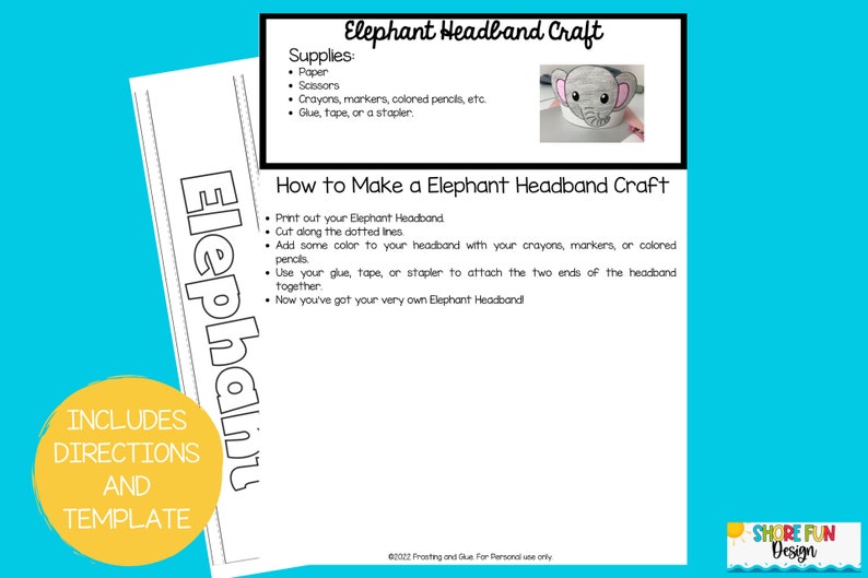 Elephant Headband Craft Template With Directions - Etsy