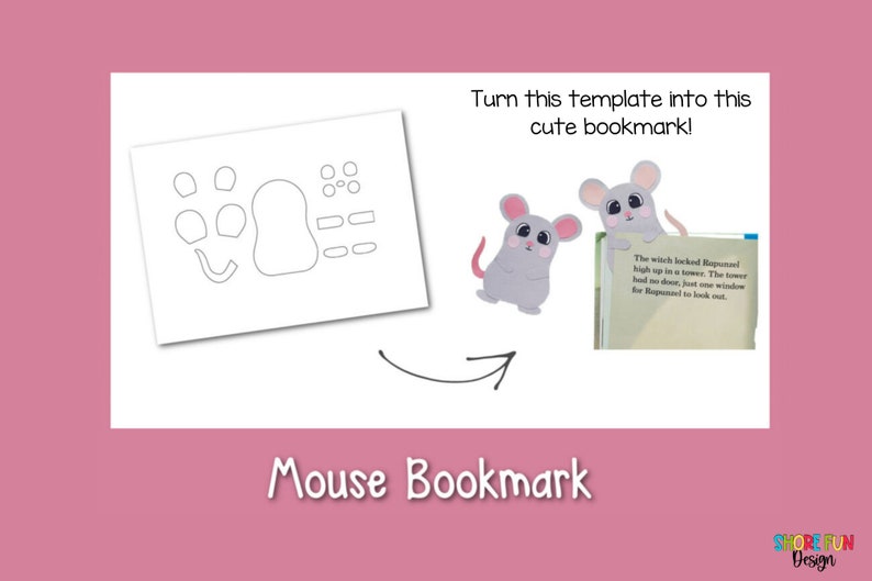 Mouse Bookmark Craft Template With Directionss - Etsy