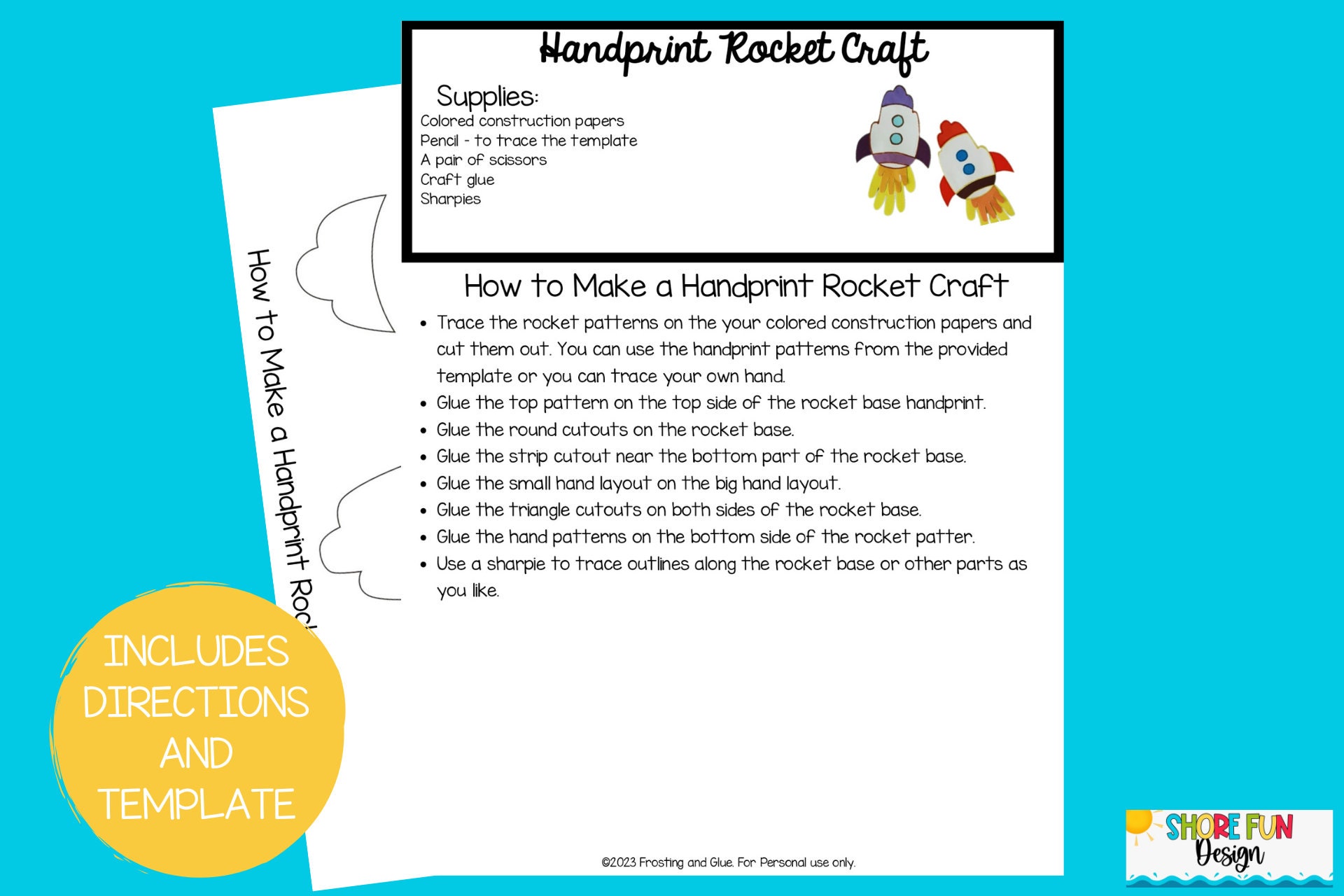 Handprint Rocket Craft Template With Directions - Etsy