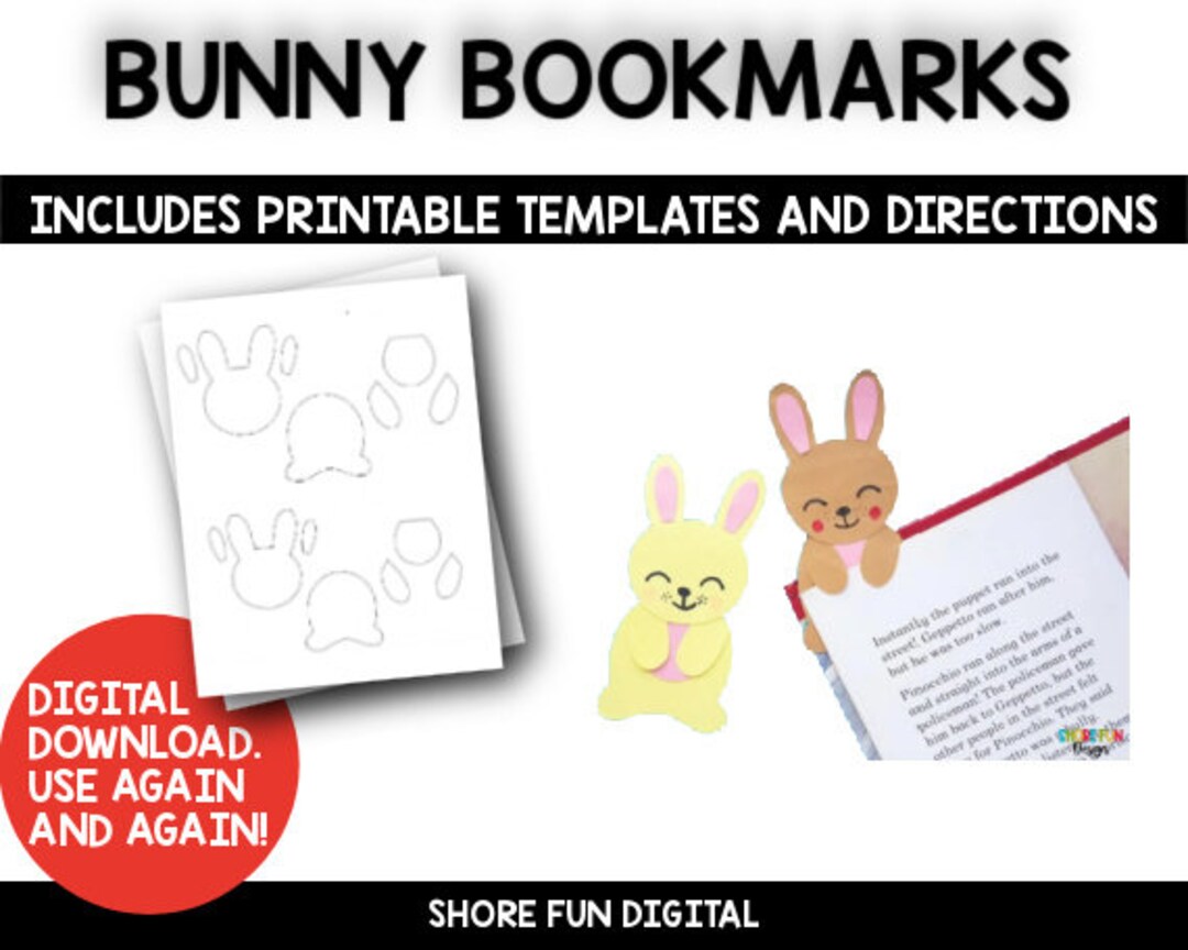 Bunny Bookmark Craft Template With Directions - Etsy