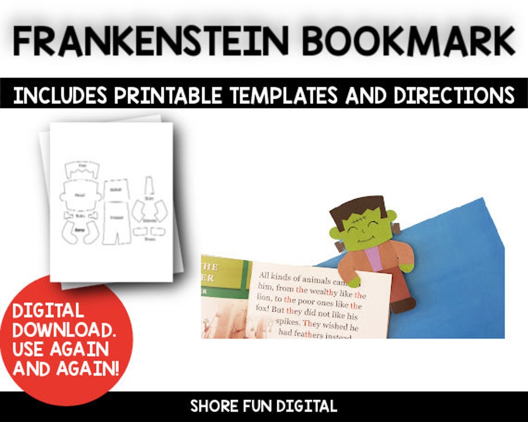 Frankenstein Bookmark Craft Template With Directions - Etsy