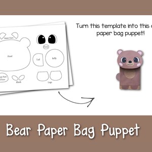 Bear Paper Bag Puppet Template With Directions - Etsy