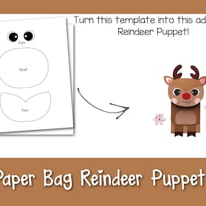 Reindeer Paper Bag Puppet Craft Template With Directions - Etsy
