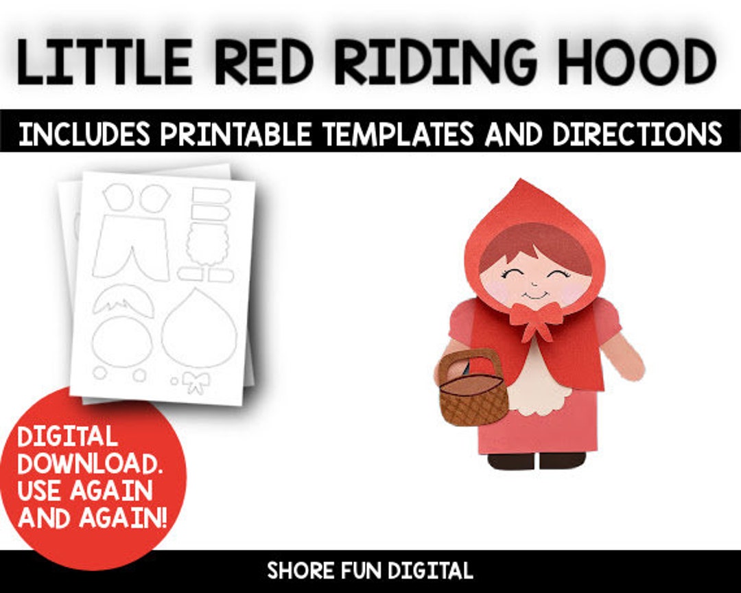 Little Red Riding Hood Paper Bag Puppet Craft Template With Directions ...
