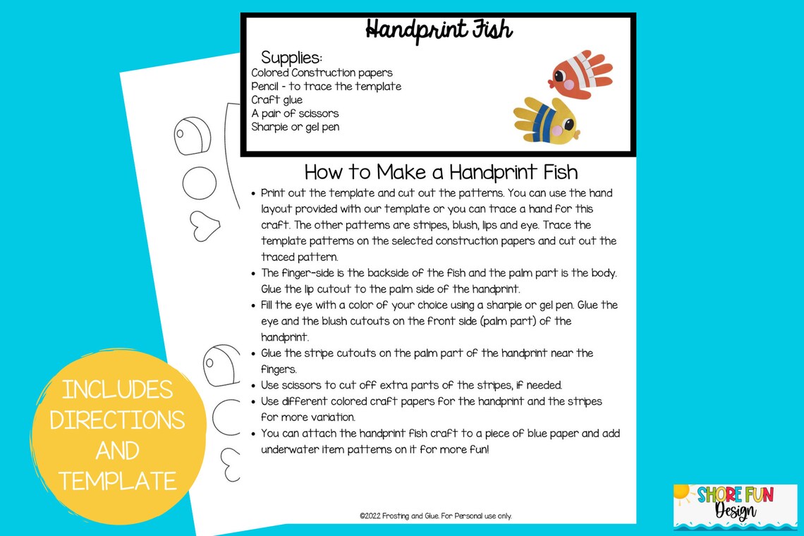 Handprint Fish Craft Template With Directions - Etsy
