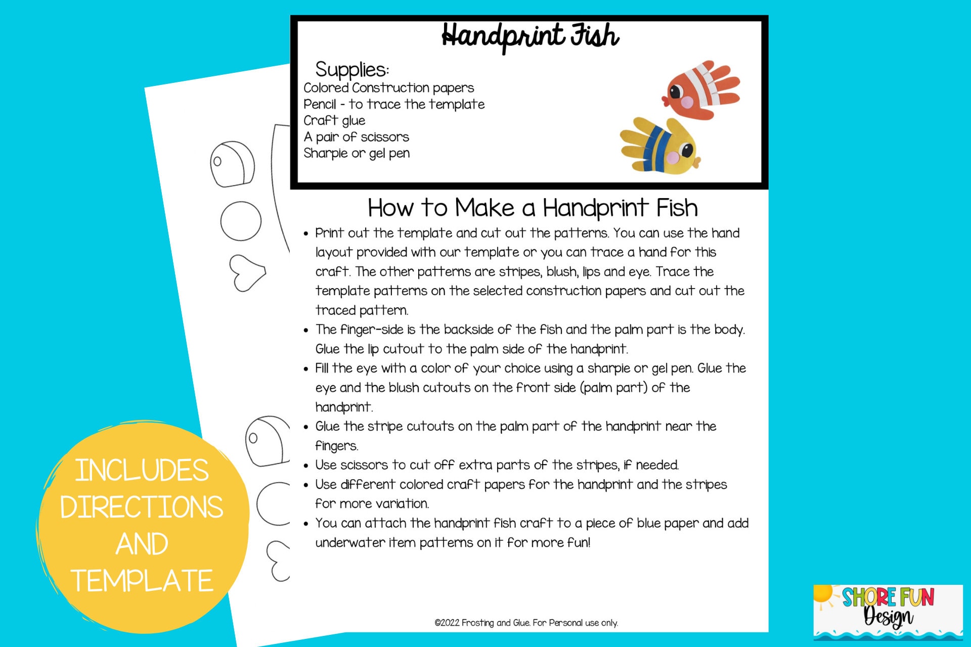 Handprint Fish Craft Template With Directions - Etsy