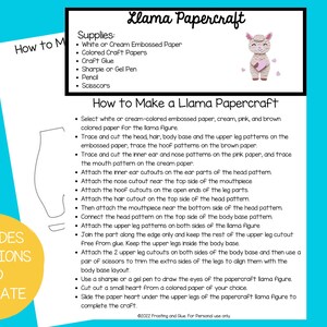 Llama Papercraft Template With Directions - Etsy