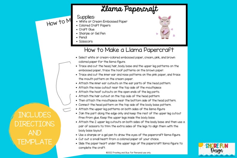 Llama Papercraft Template With Directions - Etsy