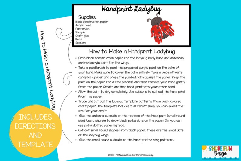 Handprint Ladybug Craft Template With Directions - Etsy