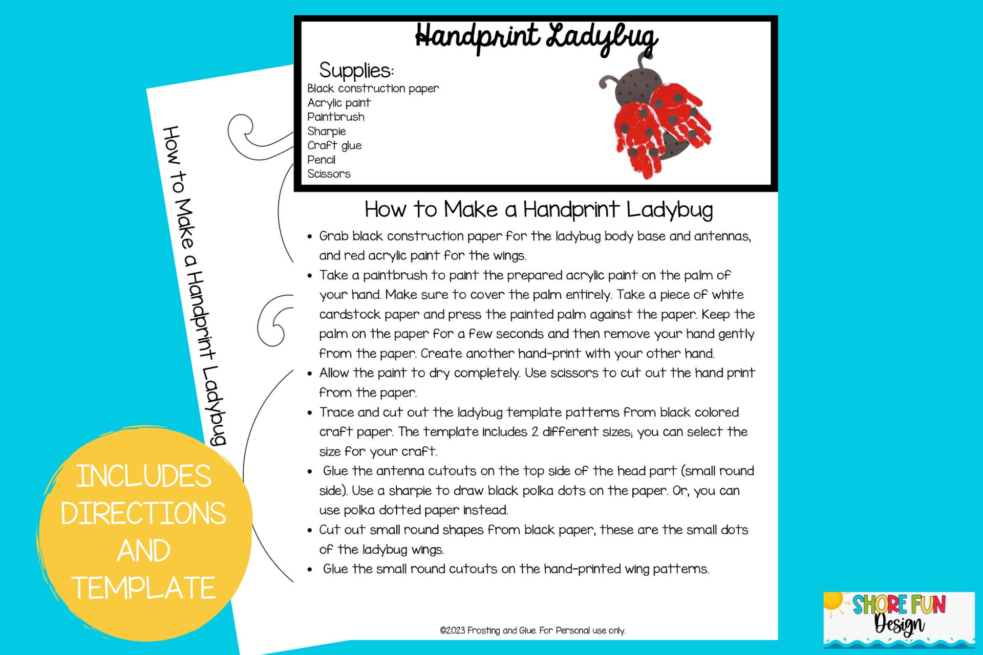 Handprint Ladybug Craft Template With Directions - Etsy