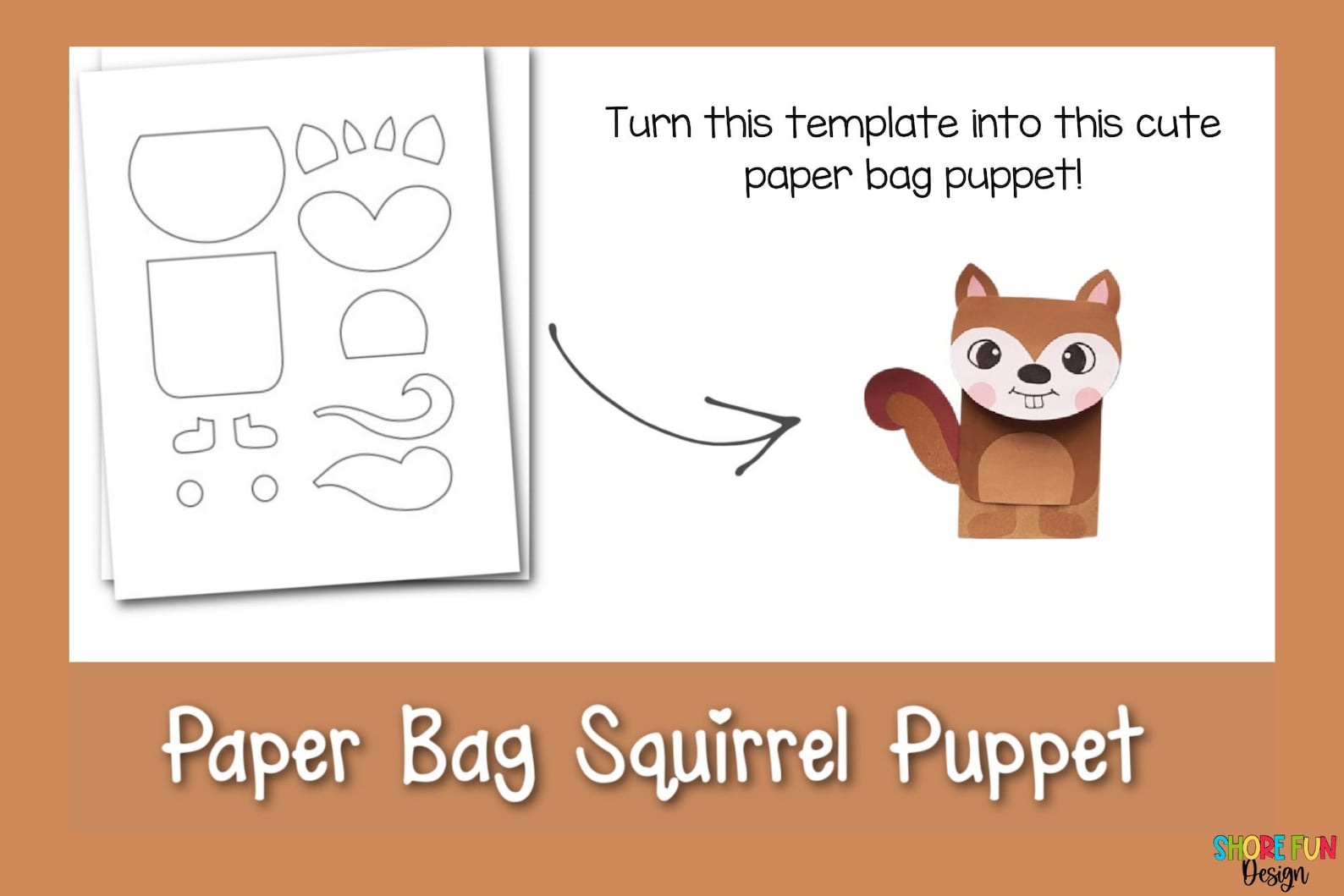 Squirrel Paper Bag Puppet Craft Template With Directions - Etsy