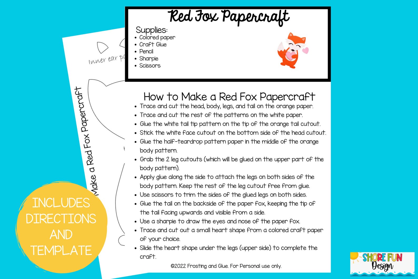 Red Fox Papercraft Template With Directions - Etsy