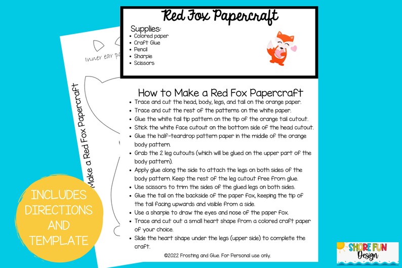 Red Fox Papercraft Template With Directions - Etsy