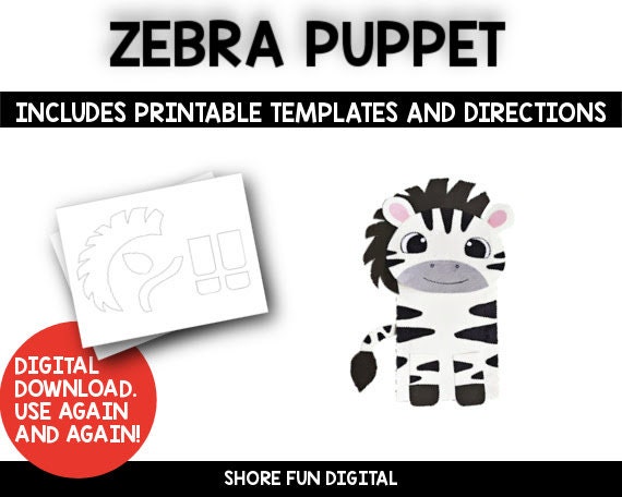 Zebra Paper Bag Puppet Craft Template With Directions - Etsy