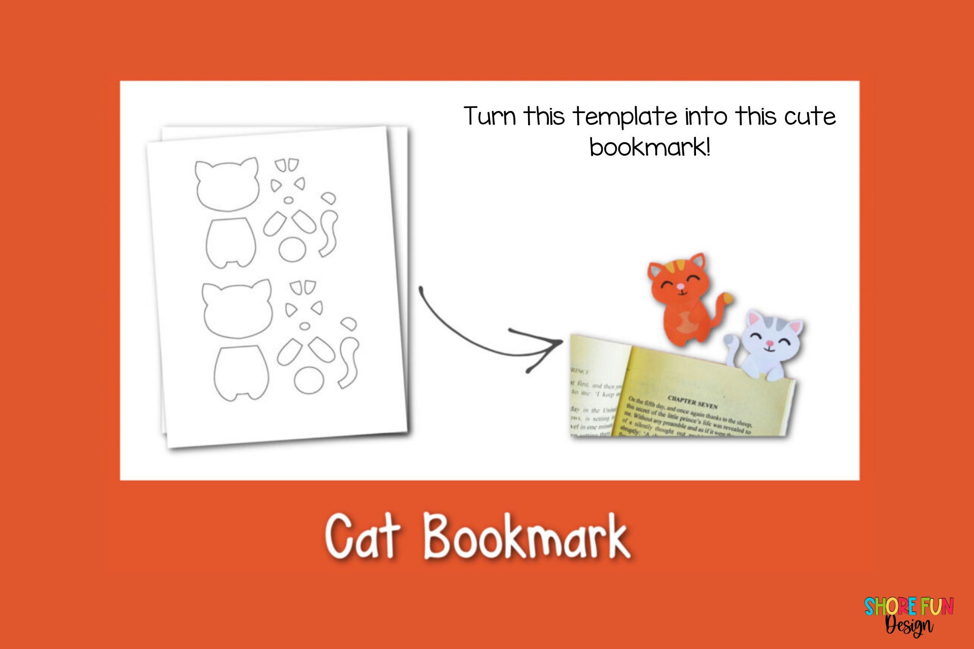 Cat Bookmark Craft Template With Directions - Etsy