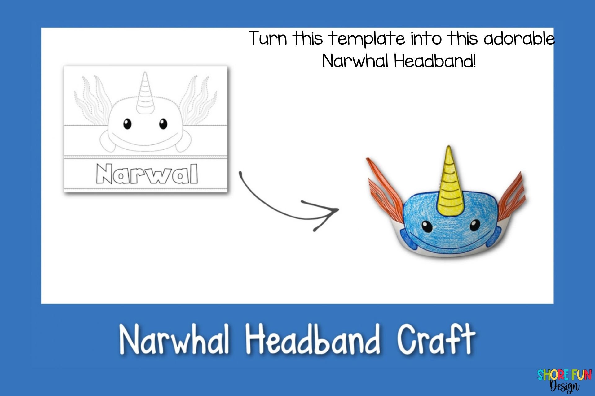 Narwhal Headband Papercraft Template With Directions - Etsy