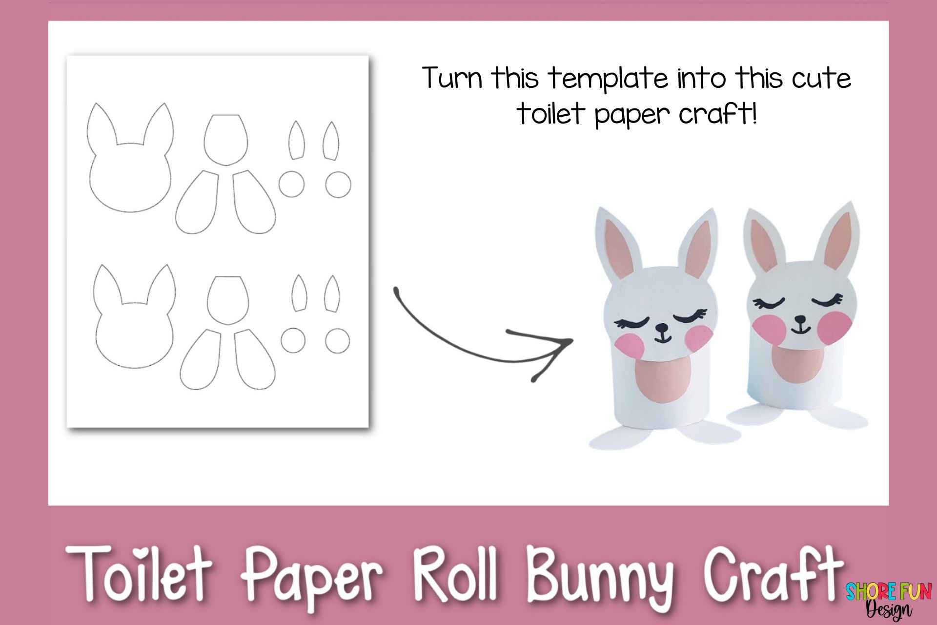 Toilet Paper Roll Bunny Craft Template With Directions - Etsy